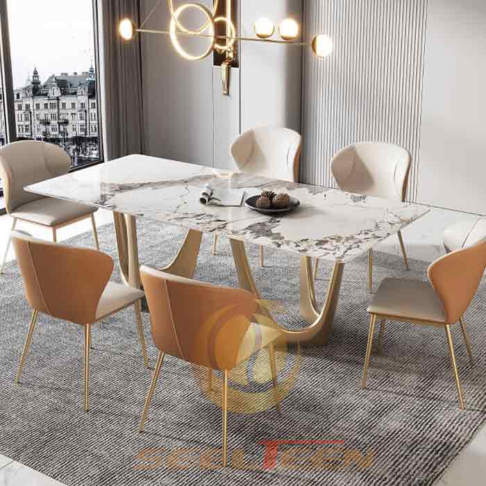 Luxury hotel dining table furniture u shape base design - Seelteen