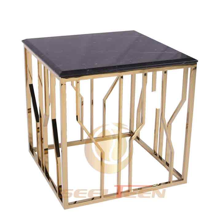 Modern coffee table multilateral shape brass frame -Seelteen