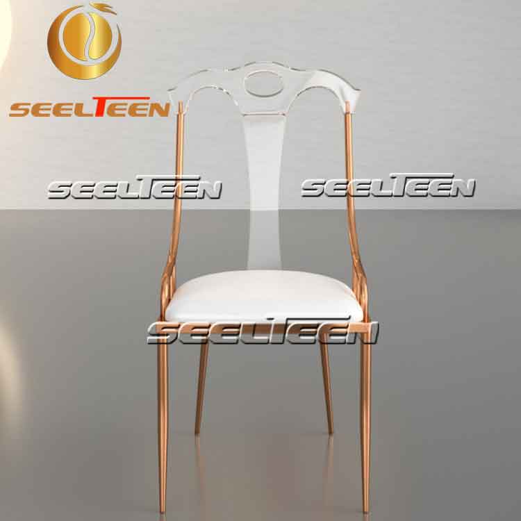 Wedding ceremony chair rose gold frame with acrylic back
