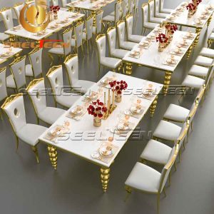 Gold dining table for luxury wedding reception - Seelteen