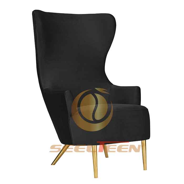 Julia black wingback chair elegantly curved silhouette