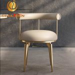 Modern Dining Chairs Set Gold Frame Leather Seating