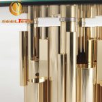 VIP Dining Table Set Gold Pedestal Base Glass Top - Seelteen